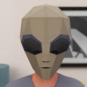 Alien Mask Template DIY Printable Mask, Papercraft 3D Template, Low ...