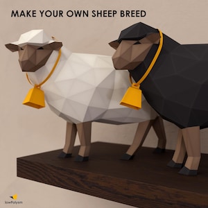 Digital Template for Lost Sheep Paper Craft, DIY Low Poly Sheep ...