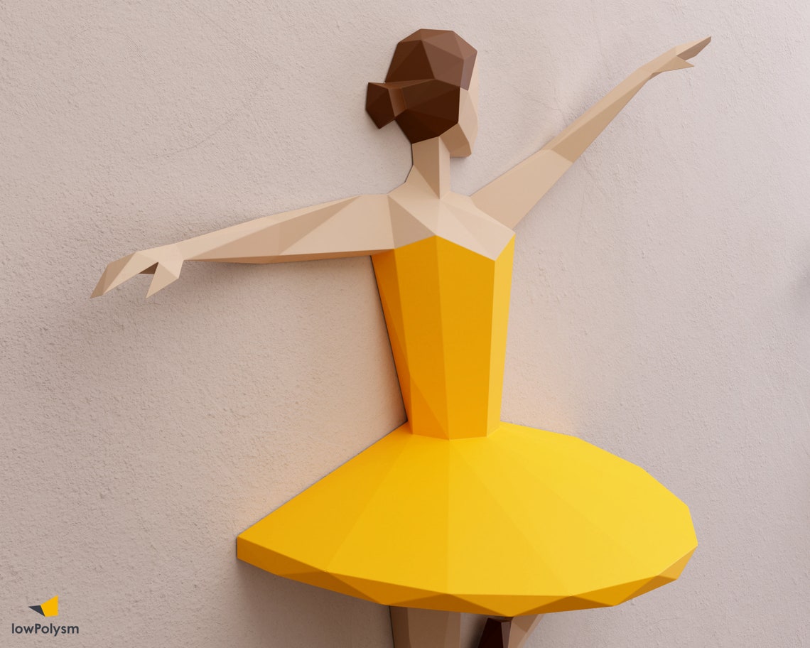 Ballerina Papercraft 3D Wall Decor Sculpture Low Poly - Etsy