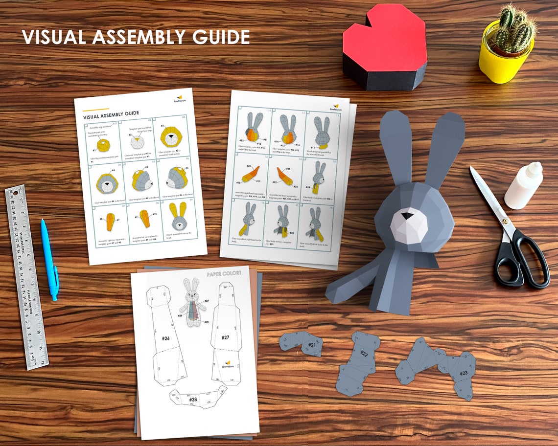 Paper 3d Bunny Papercraft Bunny Box Low Poly Easter Bunny | Etsy