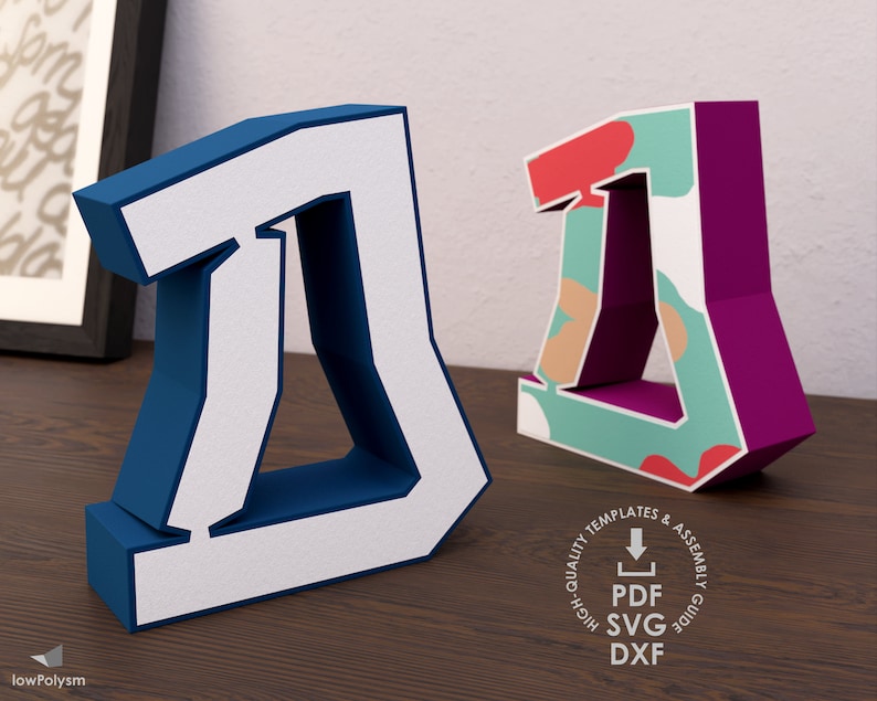 Graffiti 3d Letter D Papercraft 3d Template DXF SVG Letters - Etsy