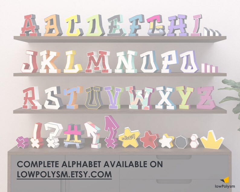 Graffiti 3d Letter D Papercraft 3d, Template DXF, SVG Letters for ...