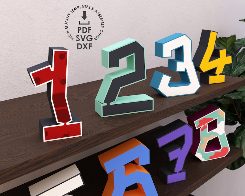 Graffiti 3D Numbers Template PDF DXF SVG Patterns, Diy Paper Number ...