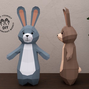 Paper 3d Bunny Papercraft Bunny Box, Low Poly Easter Bunny Template ...