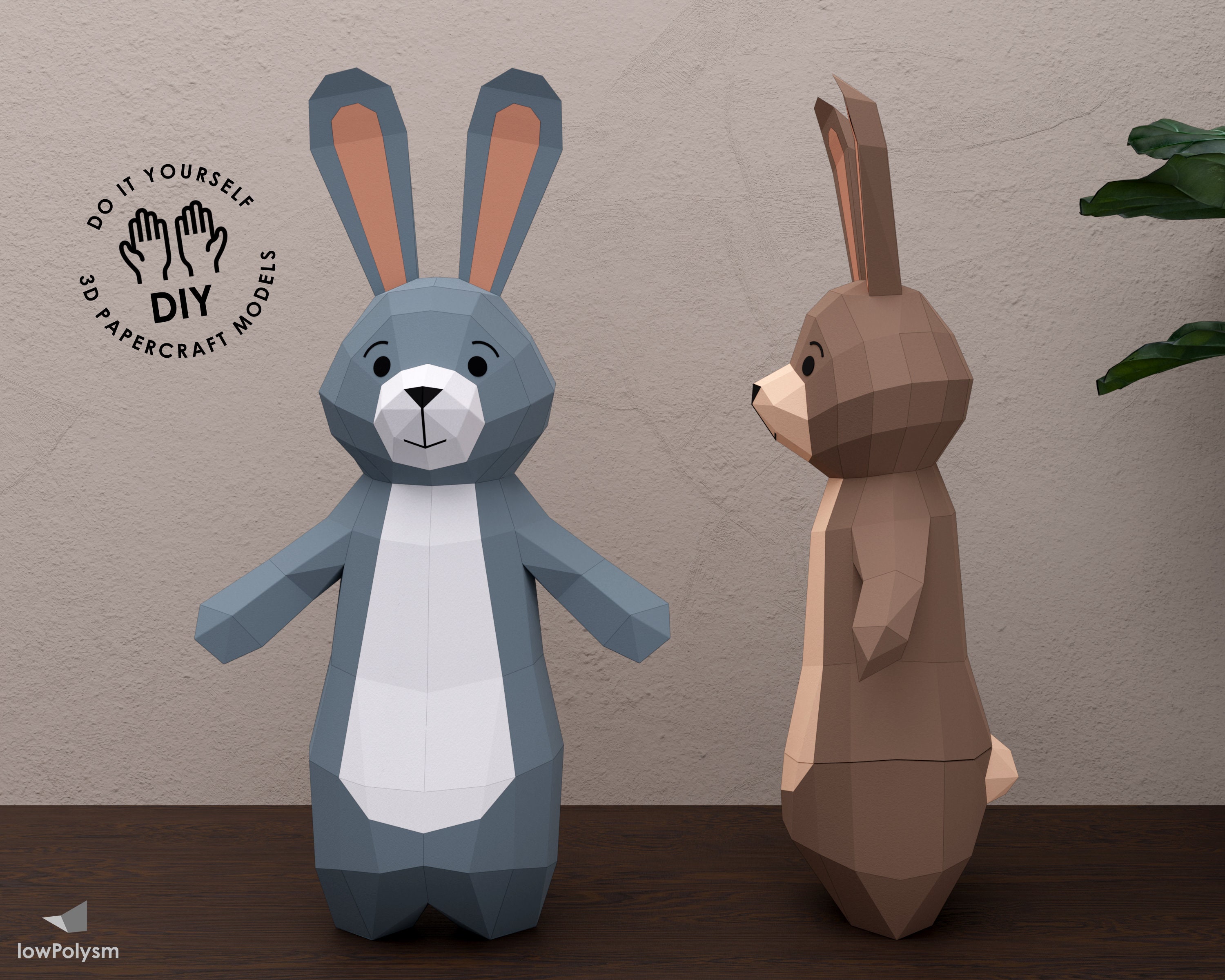 Paper 3d Bunny Papercraft Bunny Box Low Poly Easter Bunny | Etsy