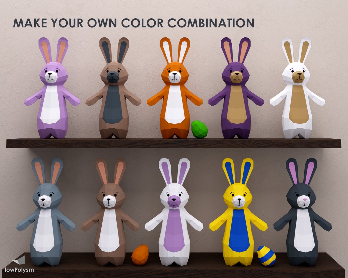 Paper 3d Bunny Papercraft Bunny Box Low Poly Easter Bunny | Etsy