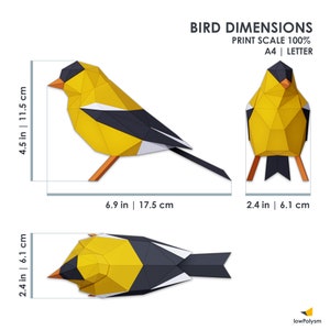 3D Papercraft Bird: American Goldfinch - Printable Low Poly Bird & Rock ...