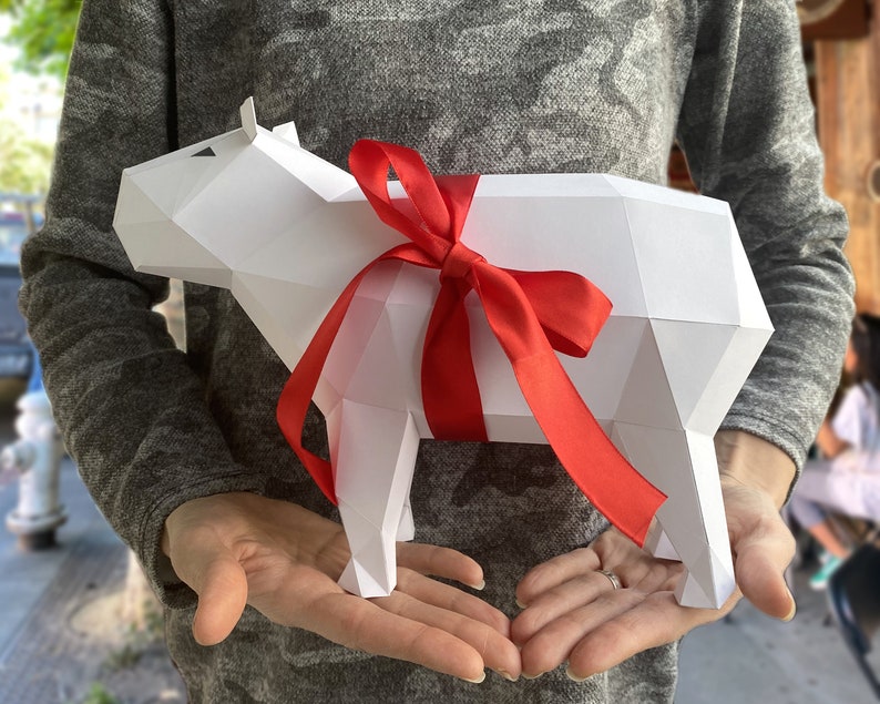 Papercraft Capybara Lowpoly Animal Sculpture - 3d Paper Craft Model ...