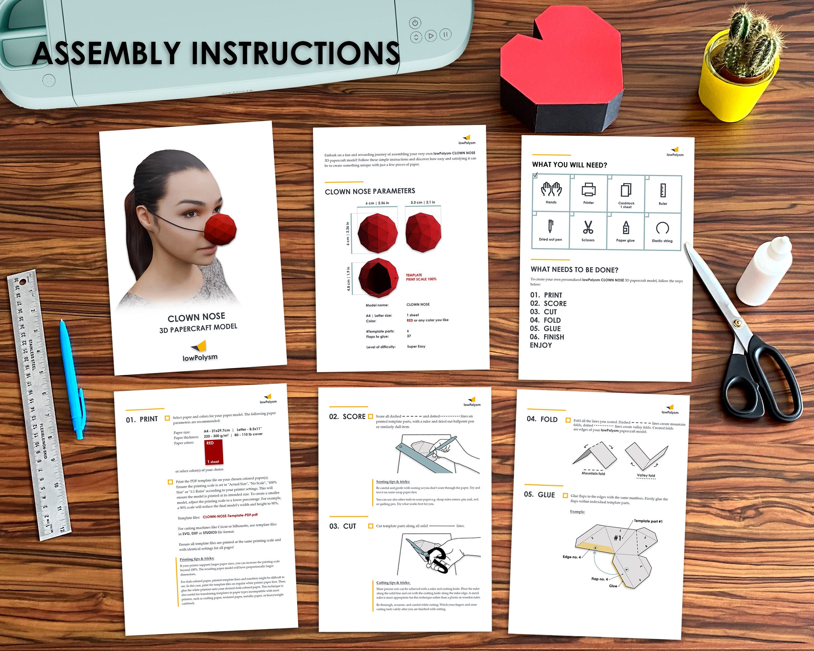 Printable Lowpoly Clown Nose: DIY Papercraft Mask (digital Download) - Etsy