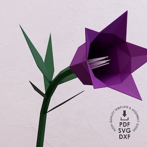 DIY Bellflower Paper Flower, Papercraft 3D Flowers, Low Poly Bell ...