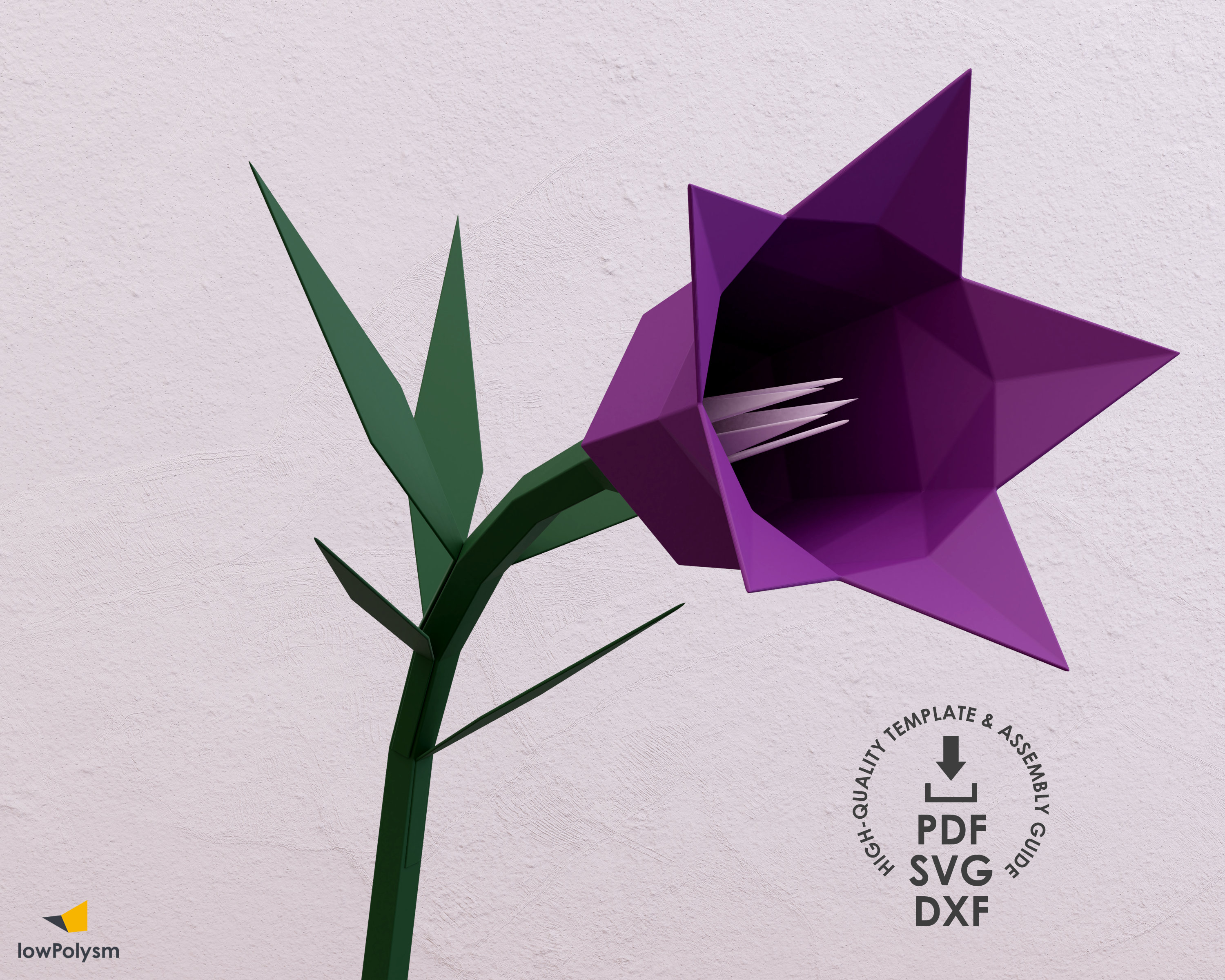 DIY Bellflower Paper Flower, Papercraft 3D Flowers, Low Poly Bell ...