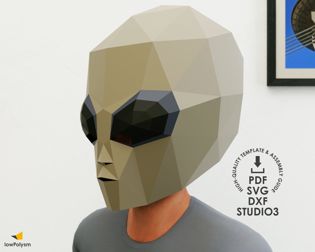 Alien Mask Template DIY Printable Mask Papercraft 3D - Etsy