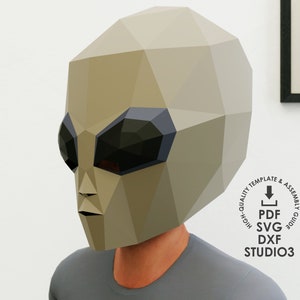 Alien Mask Template DIY Printable Mask Papercraft 3D | Etsy