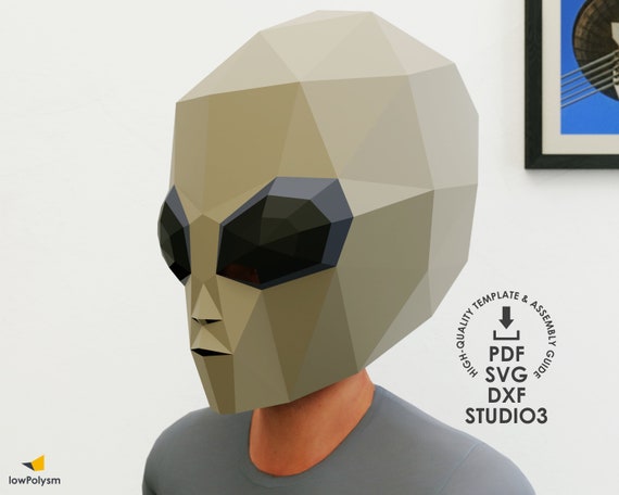 Alien Mask Template DIY Printable Mask Papercraft 3D | Etsy