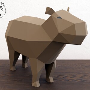 Papercraft Capybara Lowpoly Animal Sculpture, 3d Paper Craft Model, Low ...