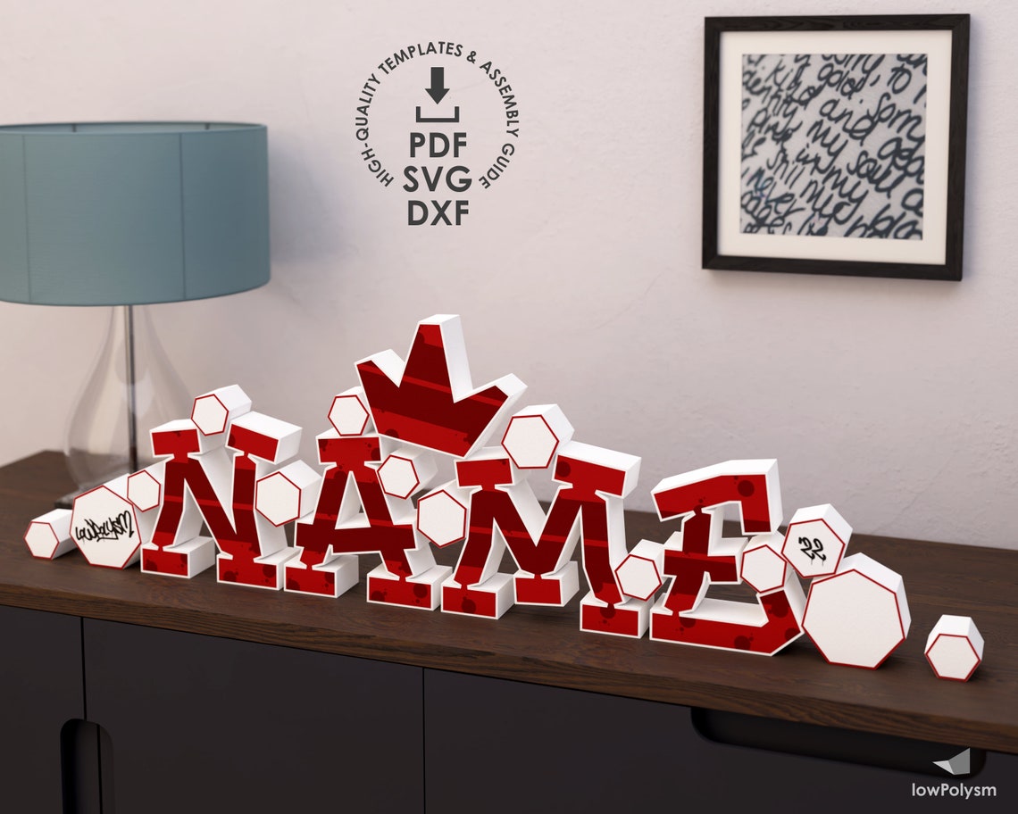 Graffiti 3D Letters Template DIY Paper Letter Papercraft 3D - Etsy