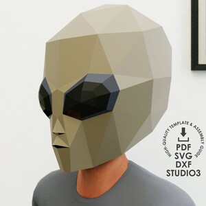 Alien Mask Template DIY Printable Mask, Papercraft 3D Template, Low ...