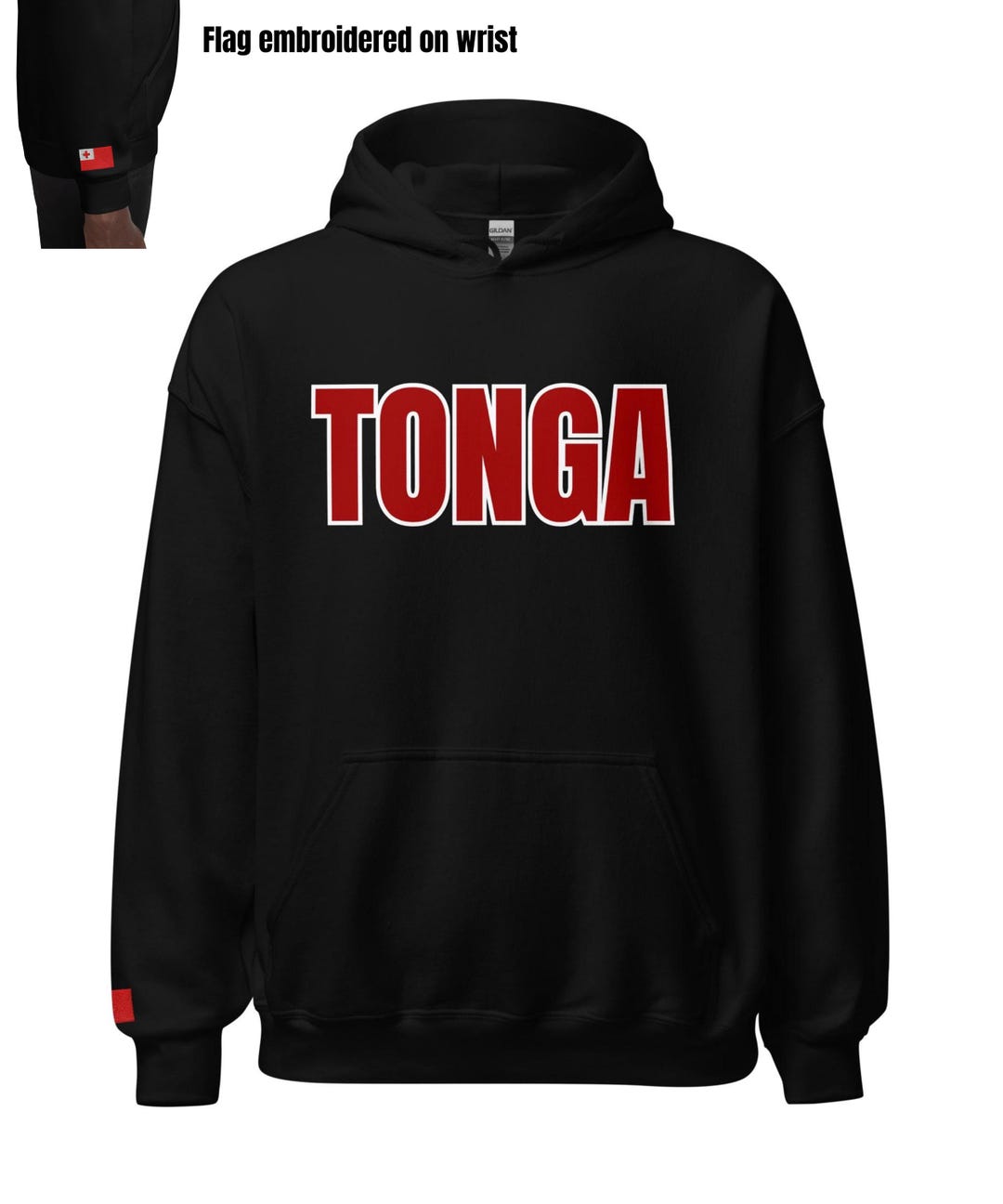 Tongan Hoodie Embroidered Flag on Wrist Unisex Hoodie - Etsy