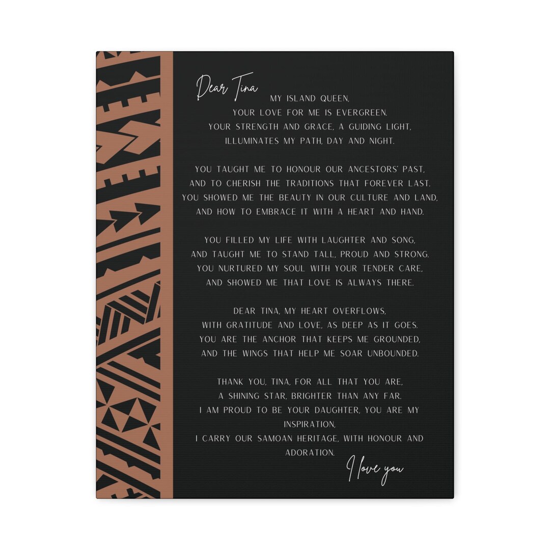 Samoan Mother Poem From Daughter, Heartfelt Gift for Mum | Cultural ...