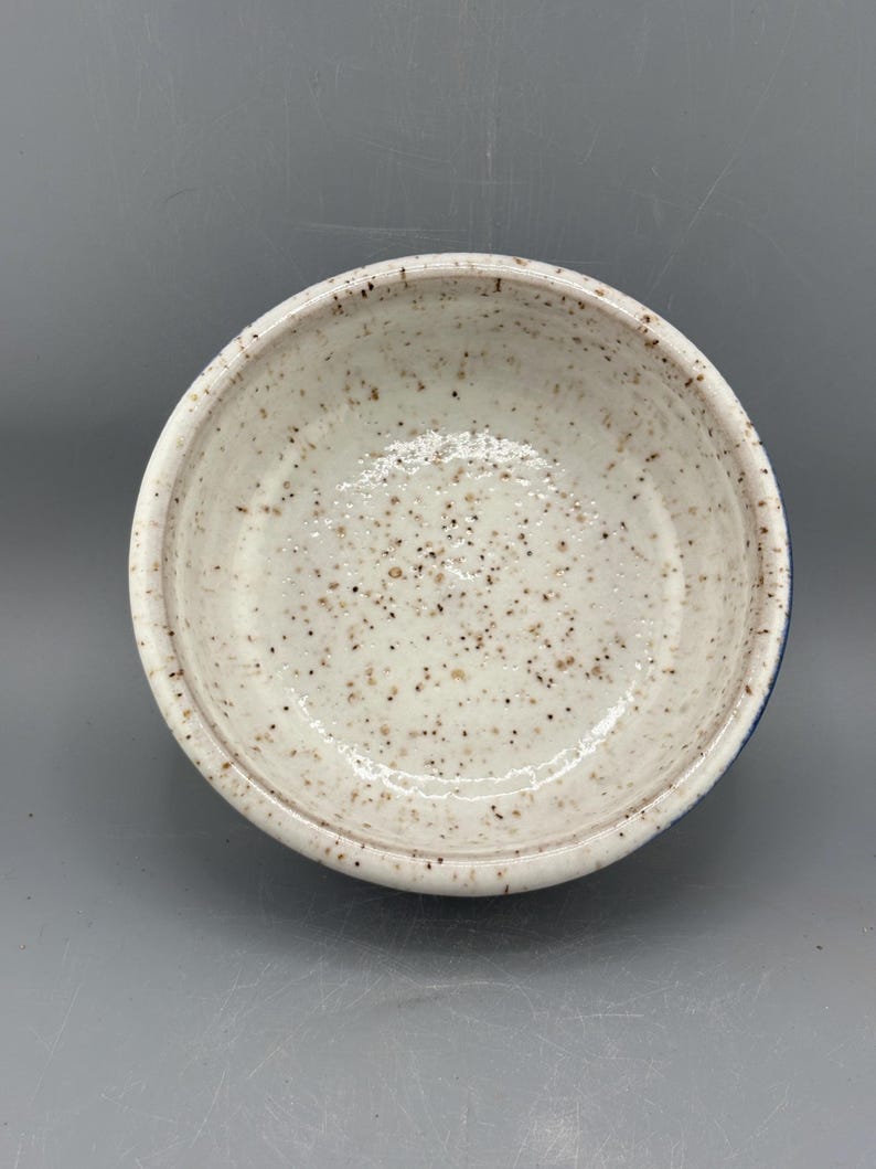 Handmade Stoneware Small Pet Bowl – Molted Blue & Eggshell Glaze - Etsy