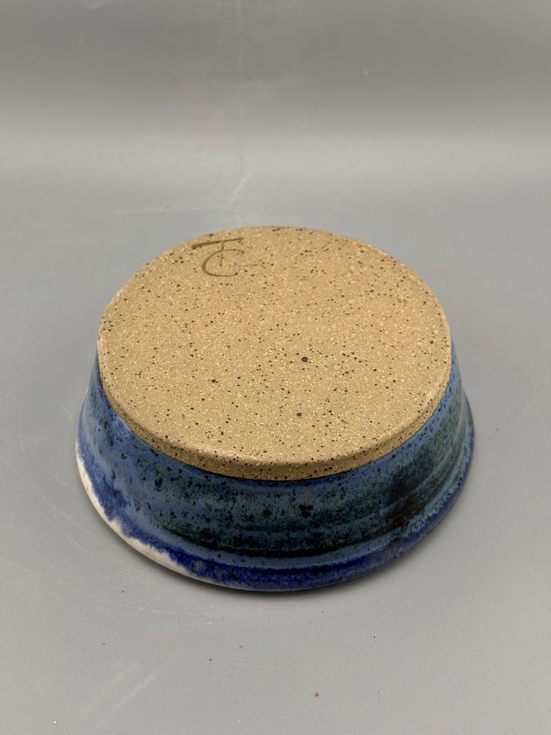 Handmade Stoneware Small Pet Bowl – Molted Blue & Eggshell Glaze - Etsy