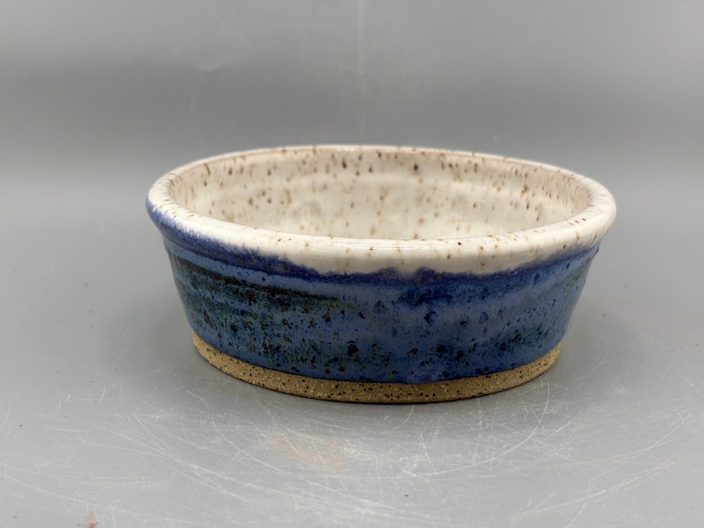 Handmade Stoneware Small Pet Bowl – Molted Blue & Eggshell Glaze - Etsy
