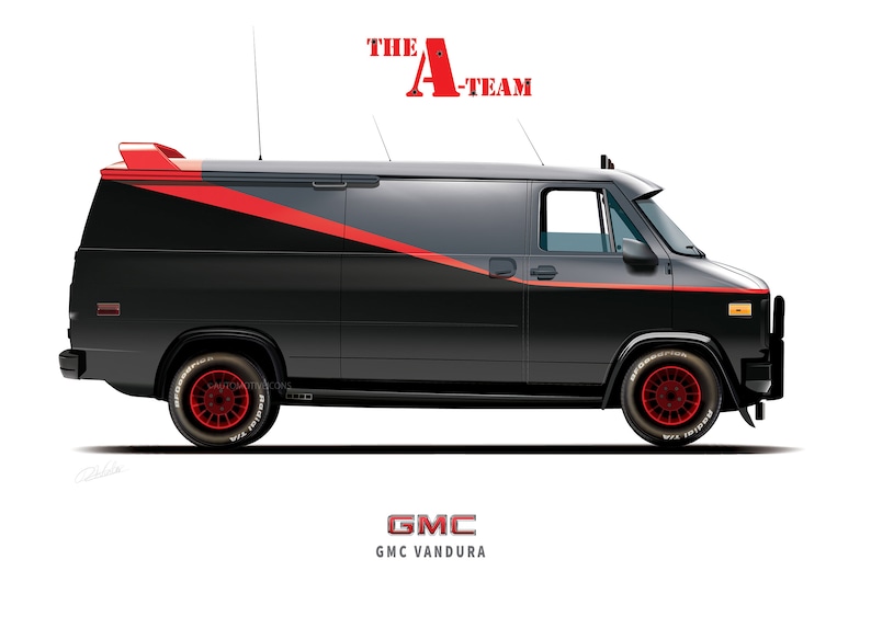 The A Team Van GMC Vandura Illustration Car Art TV and Film Movie Car ...