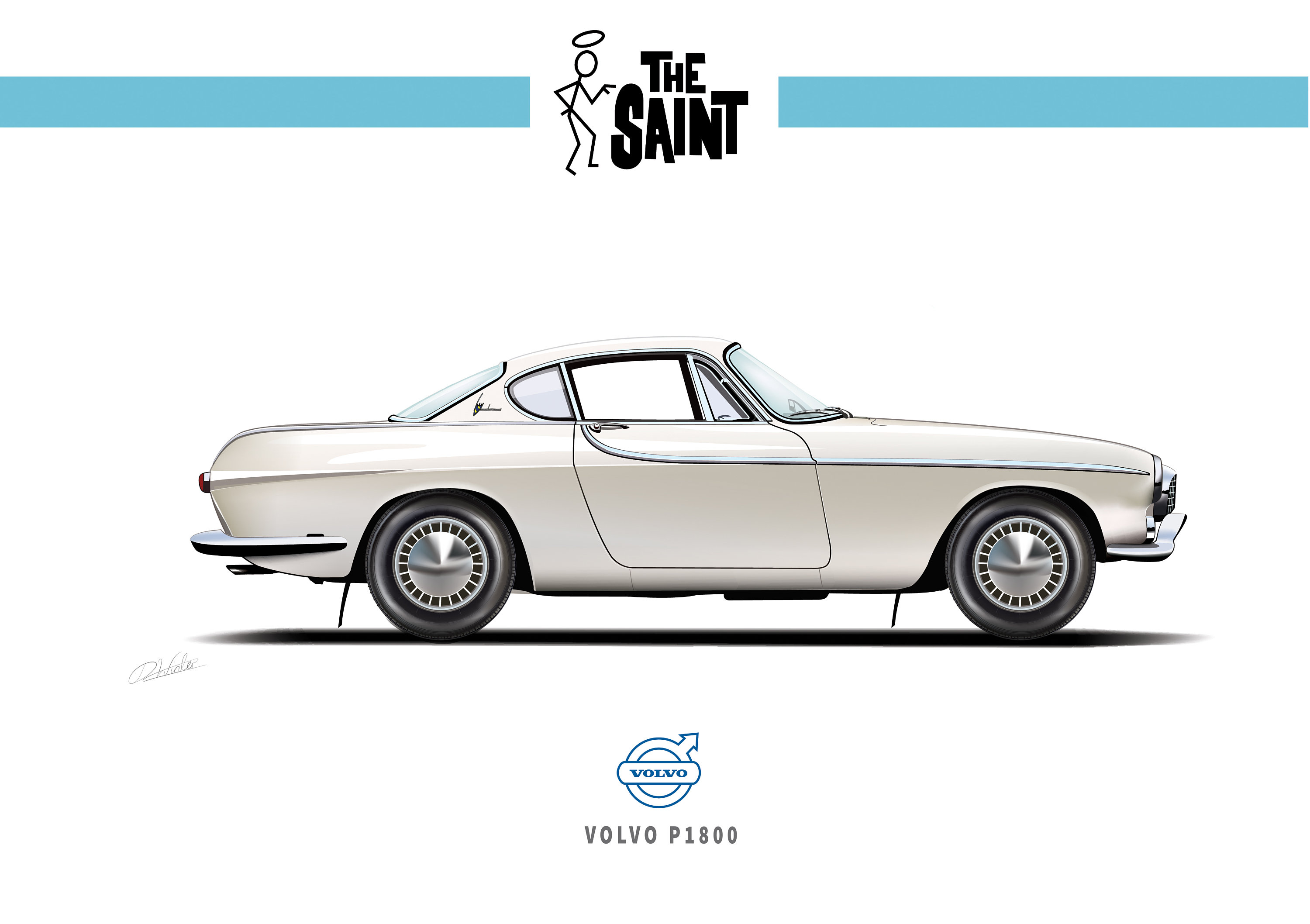 Volvo P1800 'the Saint' Illustration Art Print - Etsy