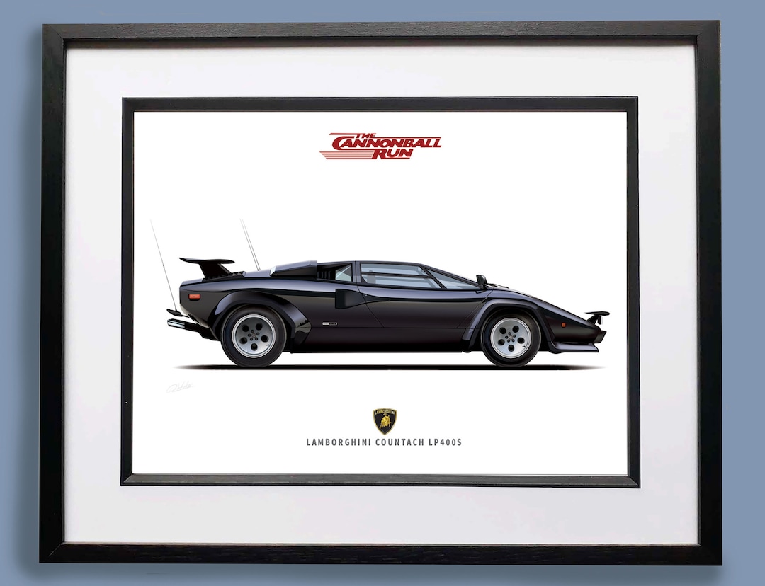The Cannonball Run Lamborghini Countach Illustration Digital Art Print ...