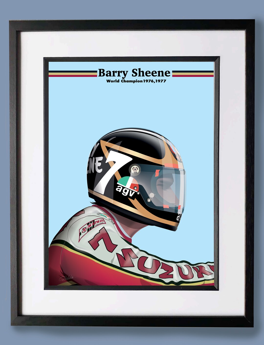 Barry Sheene Digital Art Print 1976 and 1977 Motorcycle World Champion ...