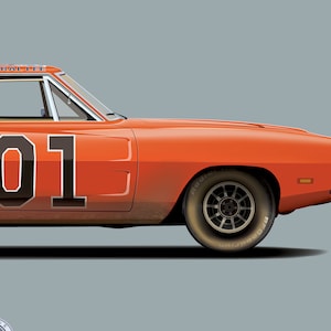 The Dukes of Hazzard General Lee 'muddy Version' Illustration: 1969 ...