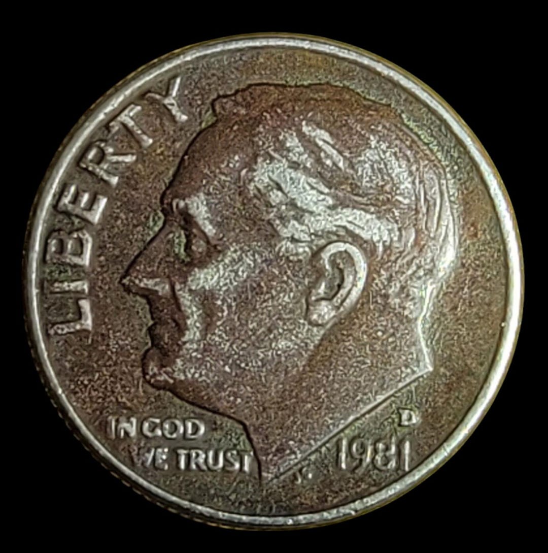 1 Genuine and Beautiful 1981-D Roosevelt Dime Natural Brown Color (A#21 ...