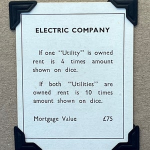 Vintage Electric Company Monopoly Card Keepsake Greeting Card - Etsy