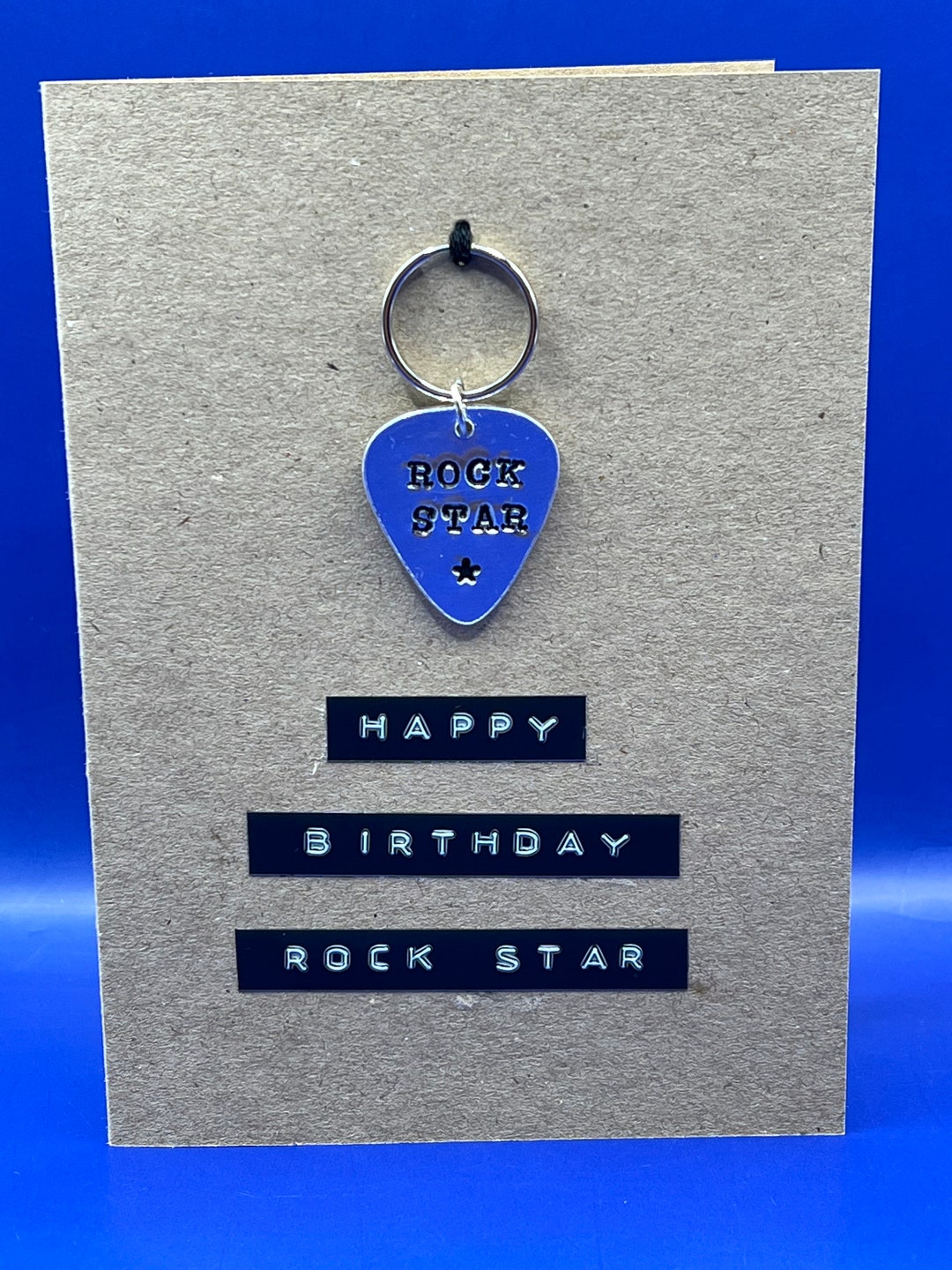Happy Birthday Rock Star Hand Stamped Guitar Pick Keyring ‘rock Star ...