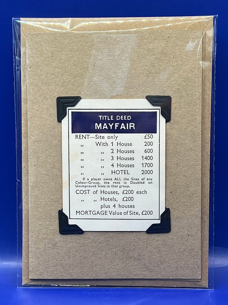 Vintage Mayfair Monopoly Card Keepsake Greeting Card - Etsy
