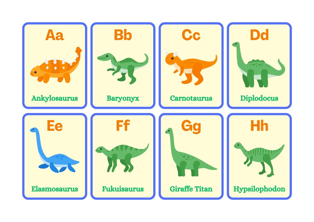 Alphabet Flashcards, Digital Download, Dinosaur Themed Flashcards ...