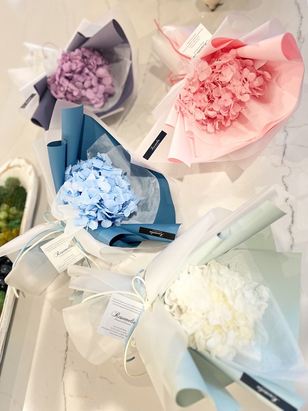 Preserved Hydrangea Bouquet - Choose Color/size | Forever Flowers ...