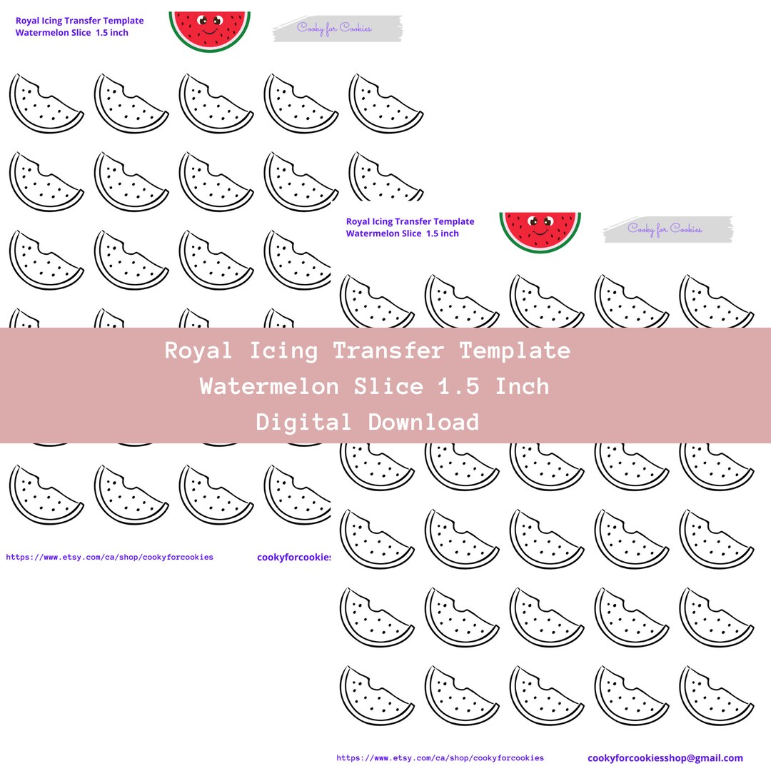 Watermelon Slice Royal Icing Transfer Template - Etsy