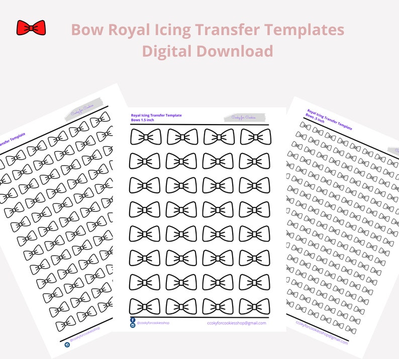 Bow Royal Icing Transfer Templates - Etsy