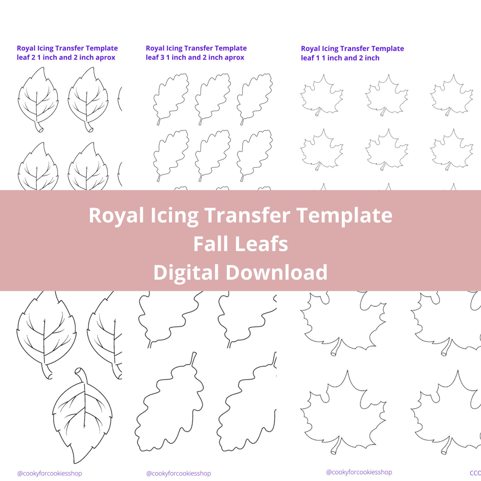 Fall Leaves Royal Icing Transfer Templates - Etsy