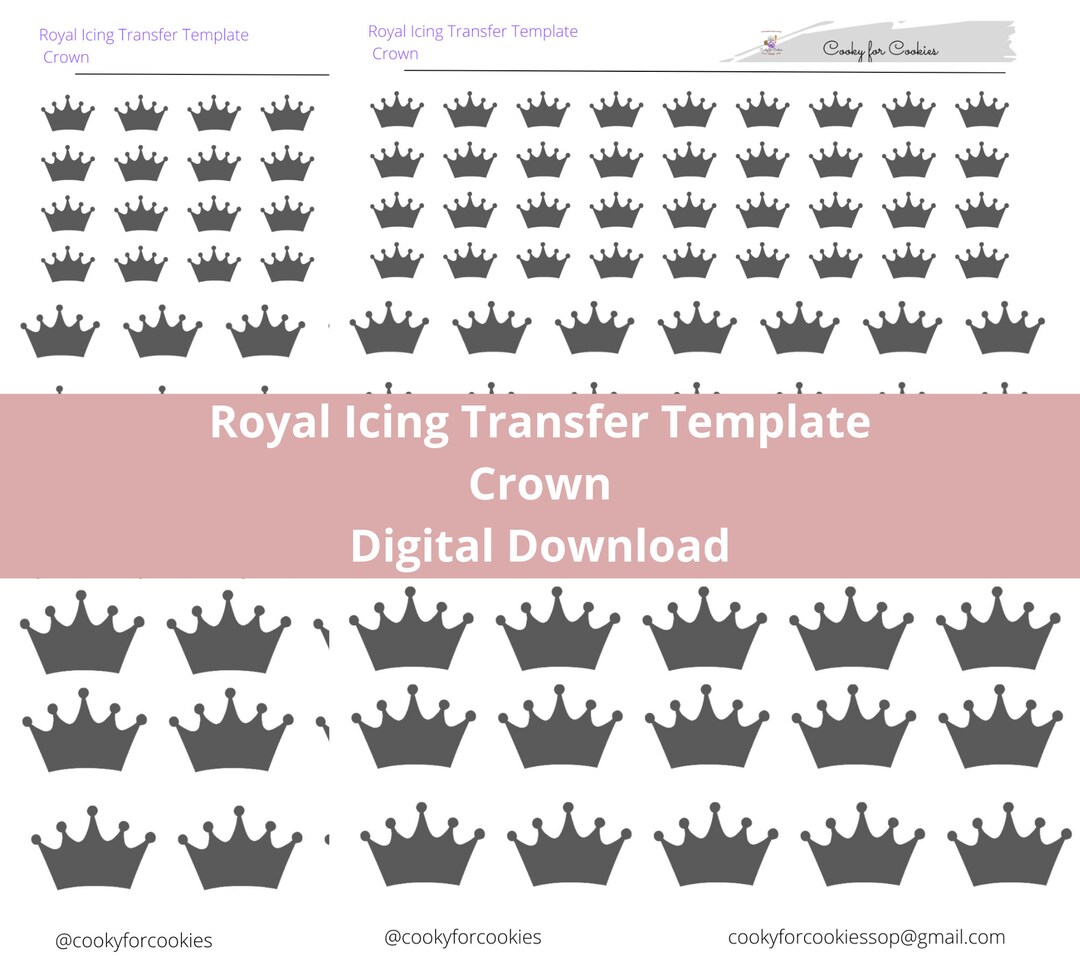 Crown Royal Icing Transfer Template 4 Sizes, Birthday Party, Cookie ...