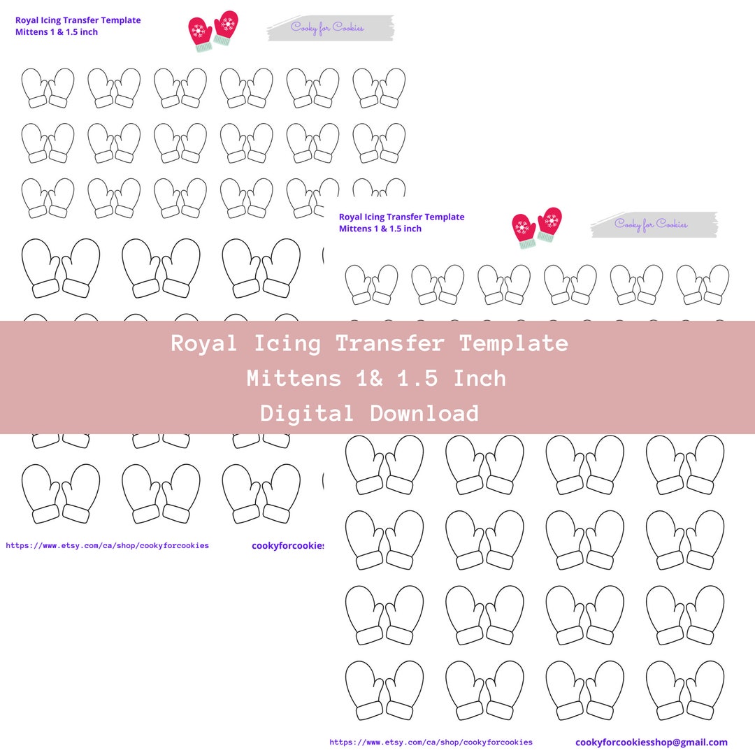 Mittens Royal Icing Transfer Template - Etsy