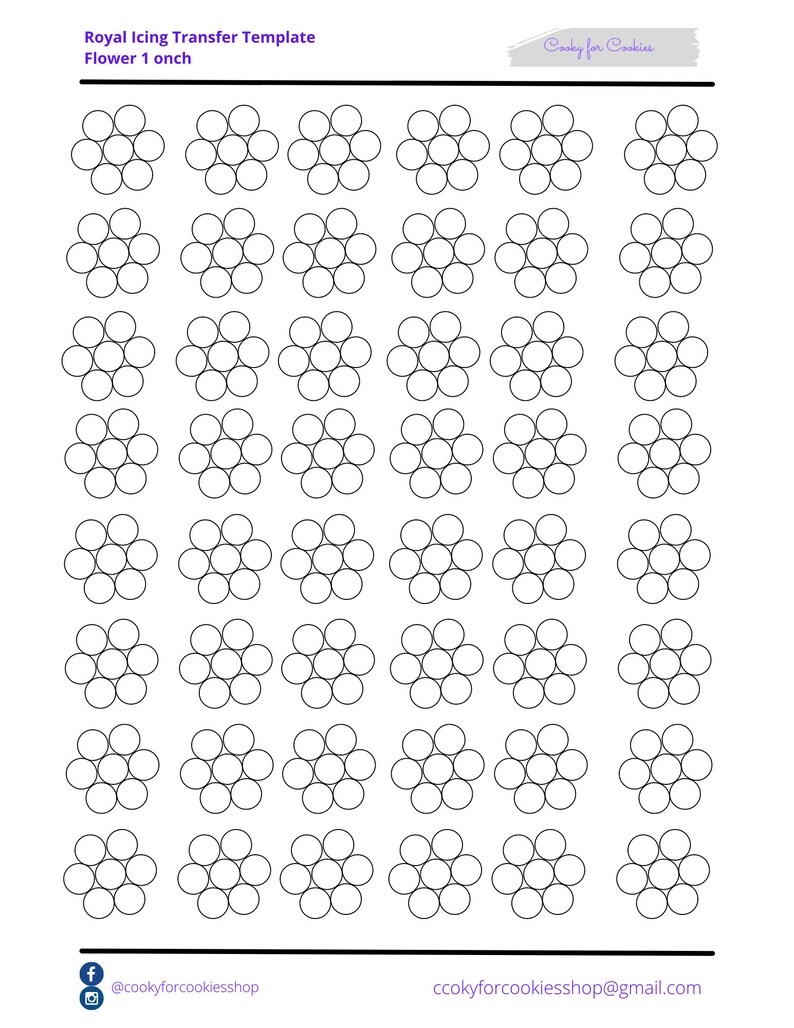 Daisy Flower Royal Icing Transfer Template 4 Sizes - Etsy