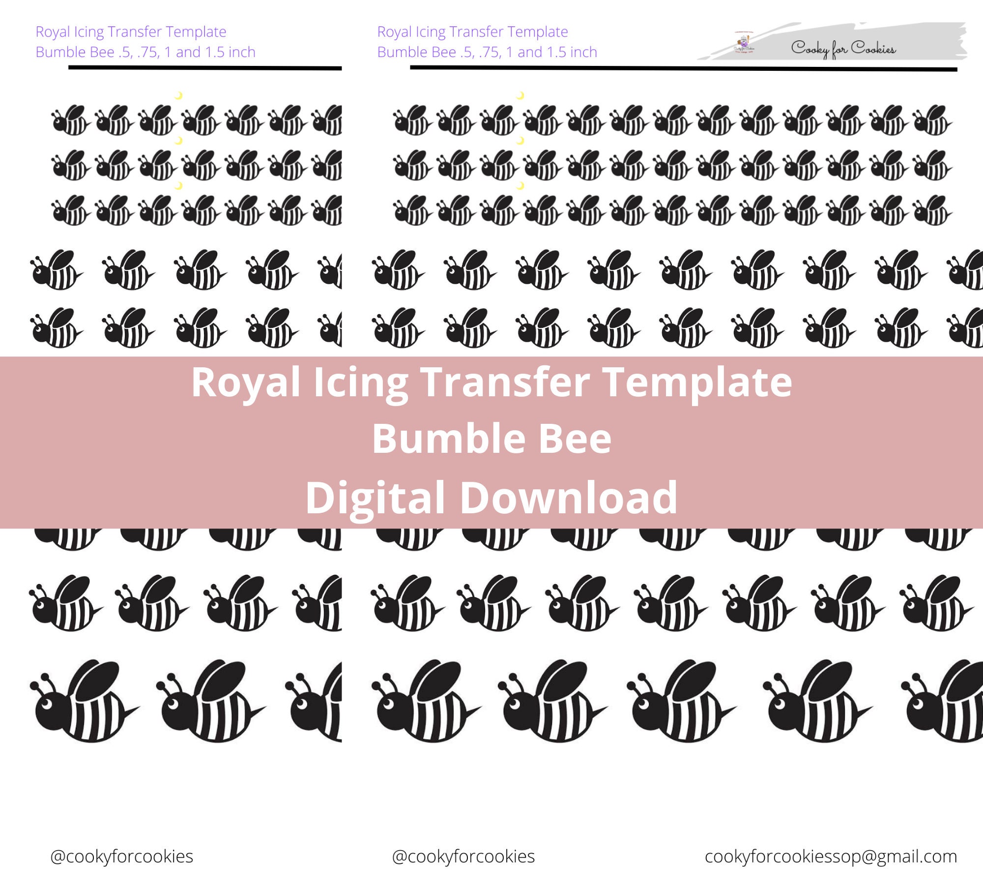 Bumble Bee Royal Icing Transfer Template - Etsy Canada