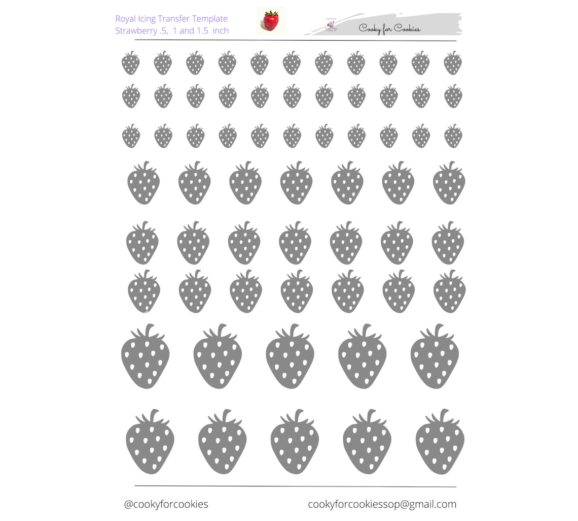 Strawberry Royal Icing Transfer Template - Etsy