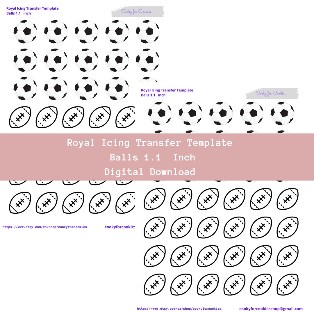Soccer and Foot Ball Royal Icing Transfer Template - Etsy