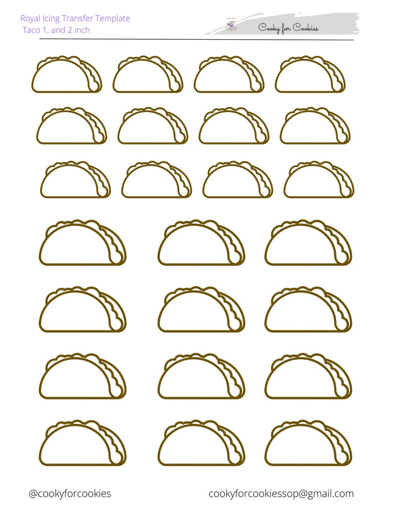 Taco Royal Icing Transfer Template: Cinco De Mayo Cookie Decor (digital ...