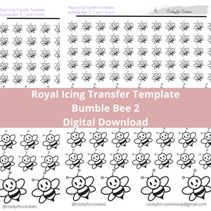 Bumble Bee Cute Royal Icing Transfer Template - Etsy