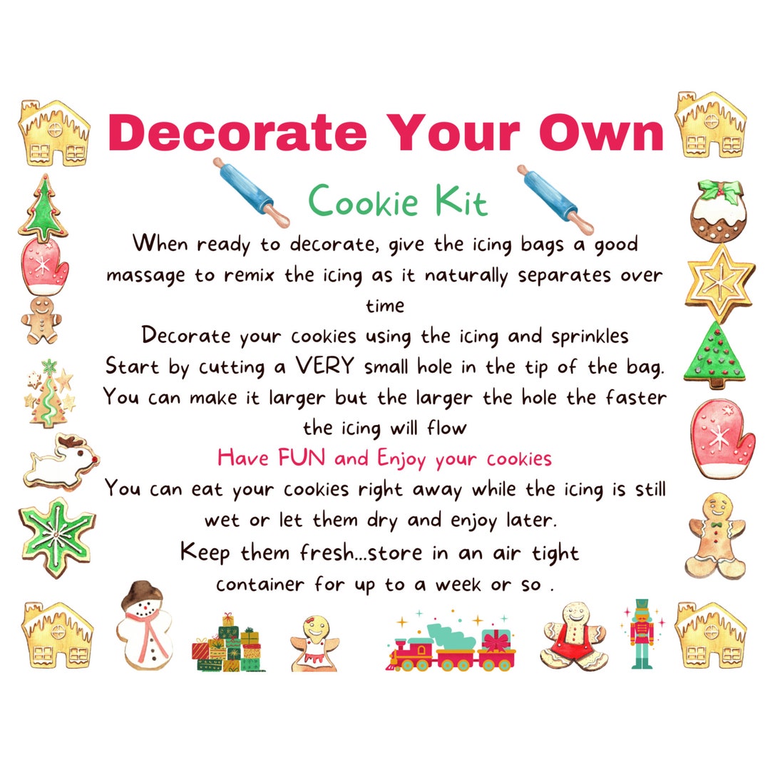 Decorate Your Own Cookie Instruction Card. These DYO 4x5 Instruction ...