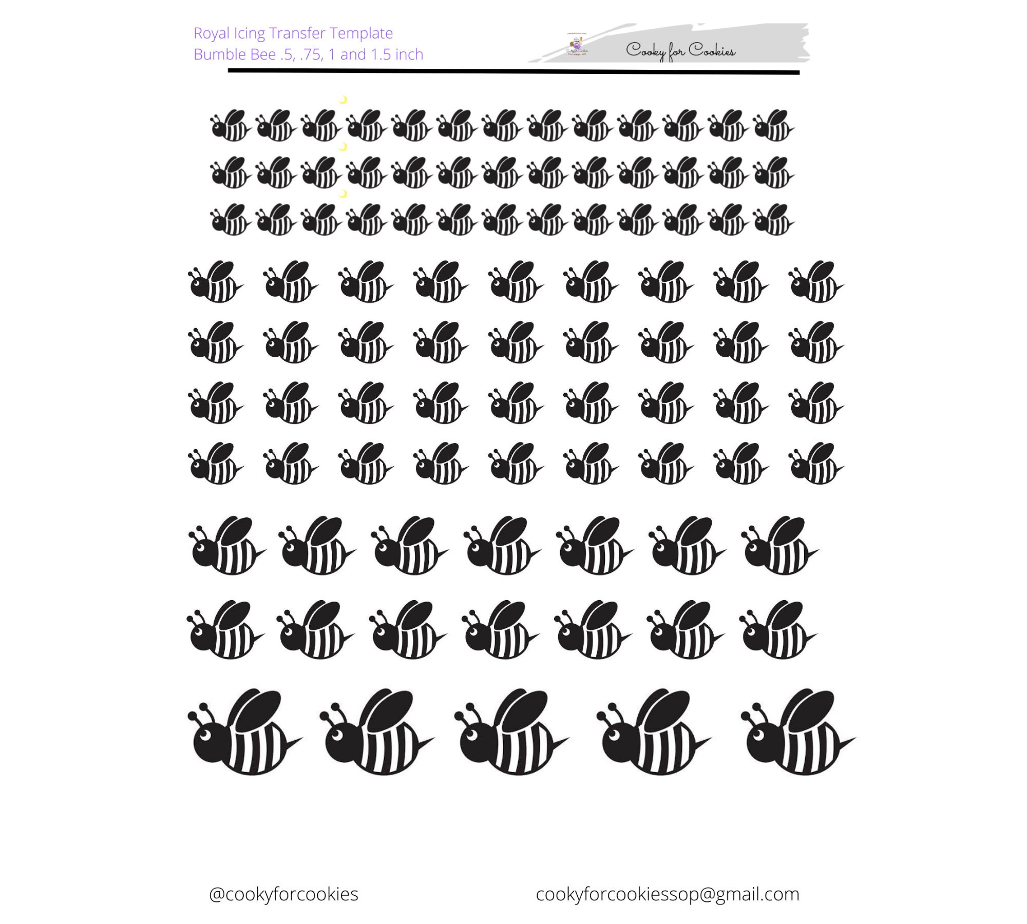 Bumble Bee Royal Icing Transfer Template - Etsy Canada